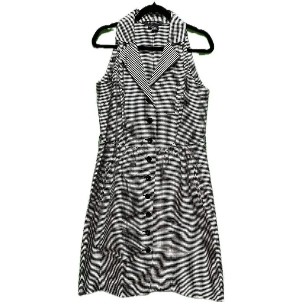 Etcetera | Dresses | Etcetera Black And White Gingham Midi Shirt Dress ...